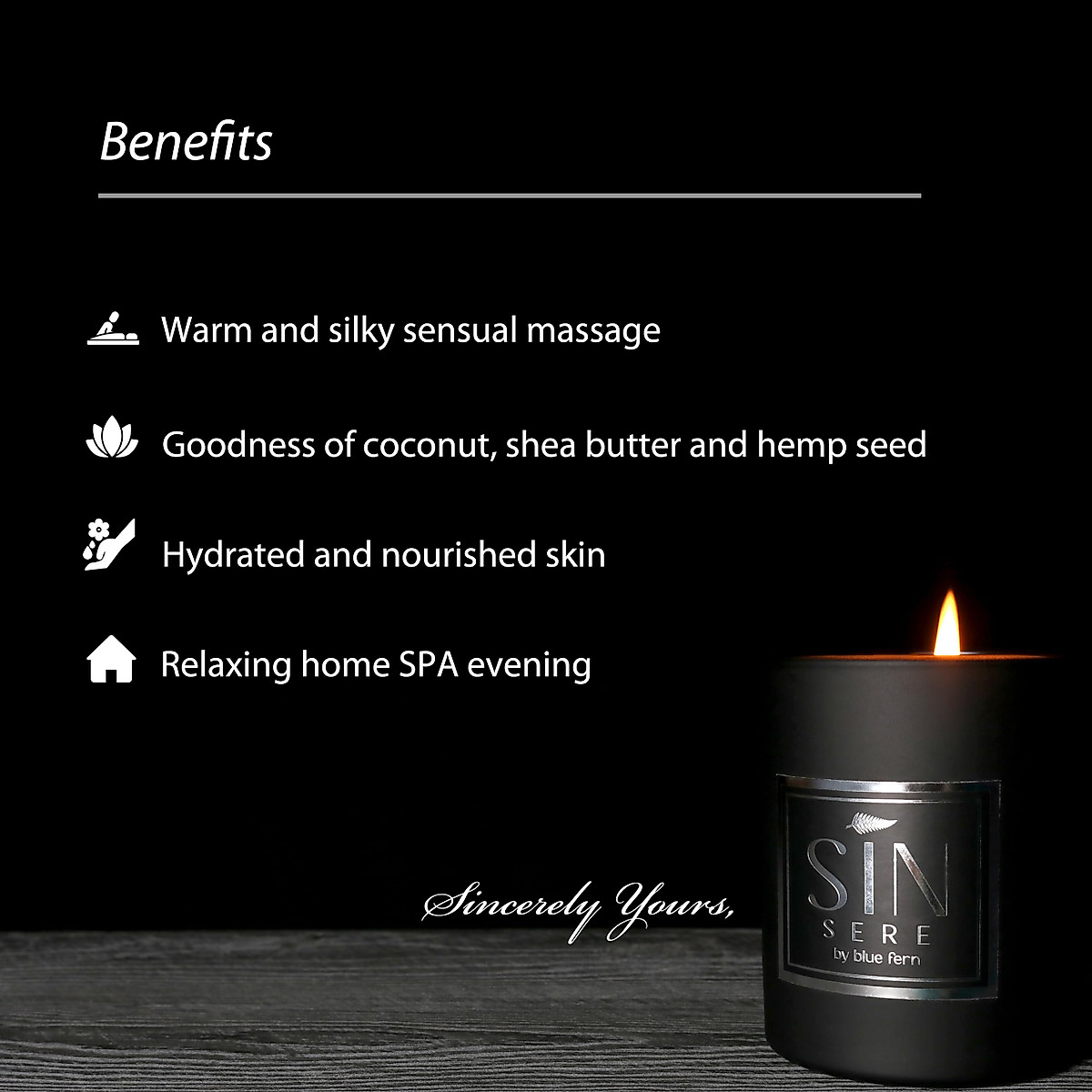 SINSERE Massage Candle | Low Heat Massage Oil Candle for Home SPA| Hydrates and Nourishes Skin | Sensual Massage for Couples | Date Night Candle | Made of Soybean and Coconut