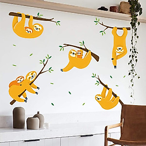 ufengke Sloths Wall Stickers Tree Branch Wall Art Decals Wall Decor Nursery Wall Art for Kids Bedroom