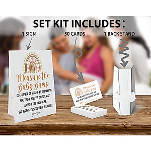 How Big is Mommys Belly Game, Measure Mommy's Belly Sign(Sign 8x10 Inch), Boho Rainbow Theme Baby Shower Games, Baby Showers Decorations, 1 Standing Sign + 50 Guessing Cards(bump58)