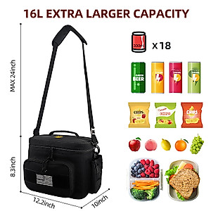 Lunch Box for Men, Tactical Lunch Bag with Ice Pack,MOLLE Webbing Insulated Lunch Cooler Women Adult,Reusable Lunch Tote with Adjustable Shoulder Strap for Work Fishing Camping Picnic,Black