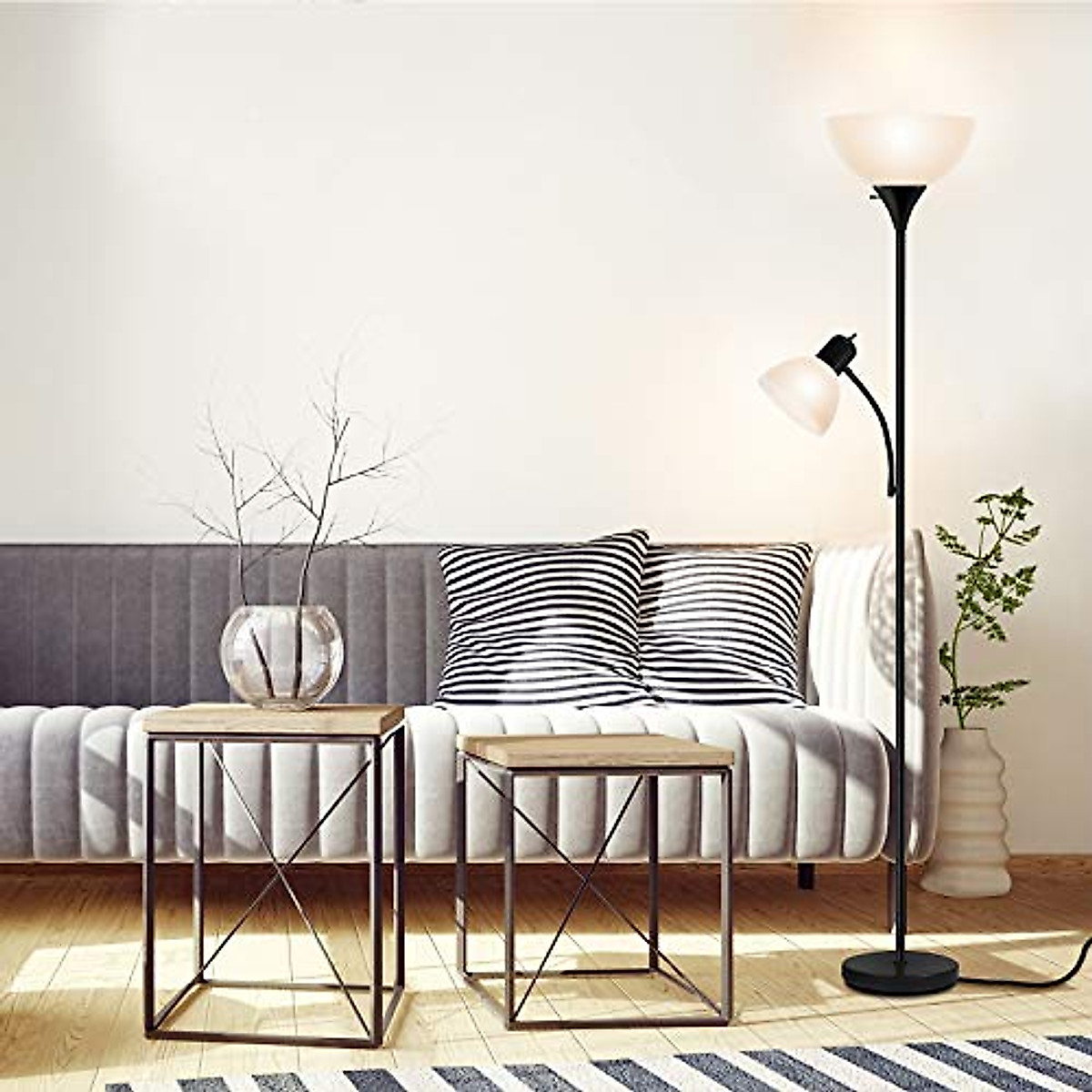 THOVAS Floor Lamp Free Stand Floor Lamp 3-Way 150W Main Uplight and Adjustable Reading Light for Living Room/Office/Bedroom by ONEXT