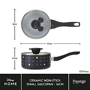 Prestige x Disney Monochrome Ceramic Non Stick Saucepan Set of 3 with Lids - 16, 18 & 20cm Induction Saucepan Set, PFAS & PFOA Free, Non Toxic Cookware