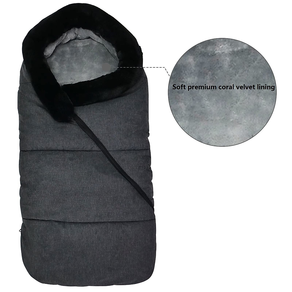 Baby Bunting Bag, Footmuff for Stroller Warm Sleeping Bag for Pushchair Stroller and Car Seat, Black