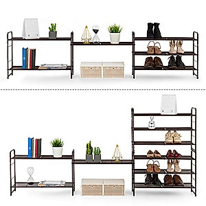 Bextsrack 3-Tier Shoe Rack, Stackable & Adjustable Wire Grid Shoe Shelf Storage Organizer for Closet Bedroom Entryway - 2 Pack