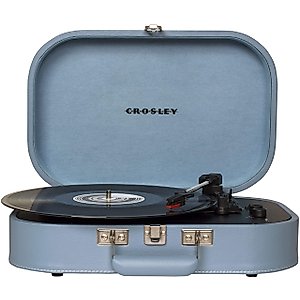 Crosley CR8009A-GLC Discovery Vintage Bluetooth 3-Speed Belt-Driven Suitcase Vinyl Record Player Turntable, Glacier