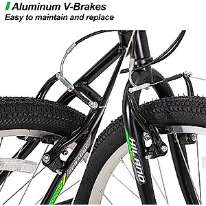 Hiland Mens and Womens 26 Inch Mountain Bike with 18 Speed Shifter, High-Carbon Steel Hardtail Trail Bicycle for Adult Black