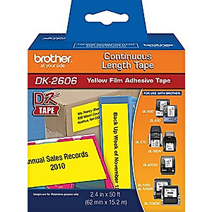 Brother Dk2606 Continuous Film Label Tape, 2-3/7-Inch X 50 Ft Roll, Yellow