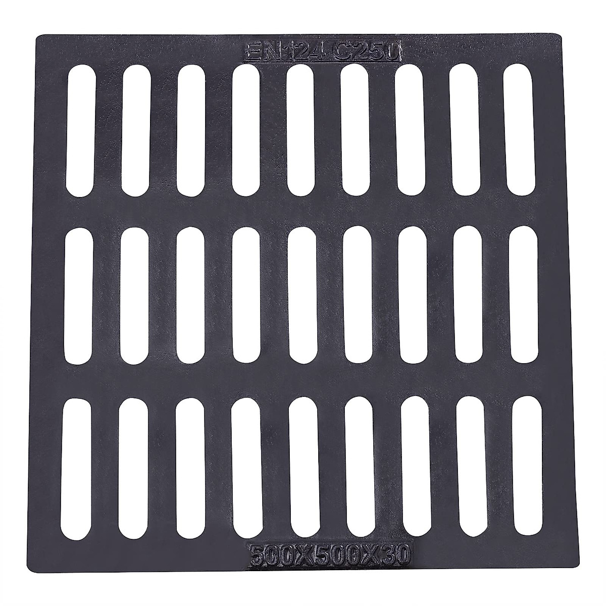 Cast Iron Drain Grate, 19.7 x19.7 Outdoor Drain Cover, Durable Heavy Duty Sewer Cover to Block Debris, Black Rectangle Drainage Grate for Concrete Floor