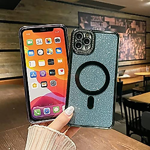 Cyberowl iPhone 13 Pro Max Glitter Case [Compatible with MagSafe] Lightweight and Luxury Plating Cute Bling Shockproof Raised Full Camera Lens Protective Rugged TPU Case Girls Women Covers Gold