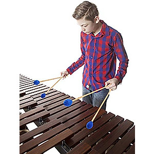 Buytra Marimba Mallets and Timpani Mallets Set with Case - Medium Hard Yarn Head Keyboard Marimba Mallet, Blue - Felt Head Timpani Mallet Stick Percussion