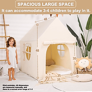 Canvas Kids Play Tent Indoor Toddler Playhouse Playroom Inside Children Teepee Tents Playhouse for Girls Boys Toddler Play Tent Indoor & Outdoor