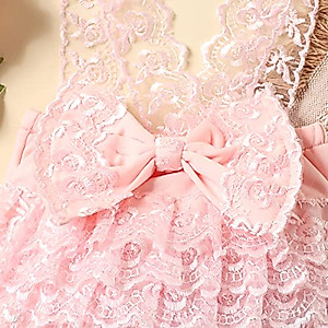 Newborn Photography Outfits Girl Newborn Photography Props Lace Romper Newborn Baby Photo Shoot Outfits Girls Photo Props YLSTEED (Strap Style - Pink)