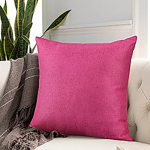 OTOSTAR Pack of 4 Outdoor Waterproof Throw Pillow Covers Decorative Pillow Covers Square Pillowcases Patio Cushion Case Pillows for Couch Tent Sofa Bed Balcony Porch Decor 16x16 Inch (Hot Pink)