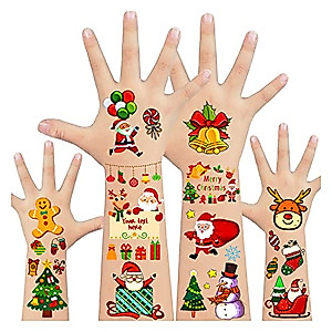 Leesgel 30 Sheets Christmas Temporary Tattoos for Kids Stocking Stuffers, Cute Holiday Tattoo Stickers for Girls Boys Christmas Gifts, Xmas Decorations Christmas Party Favors Supplies