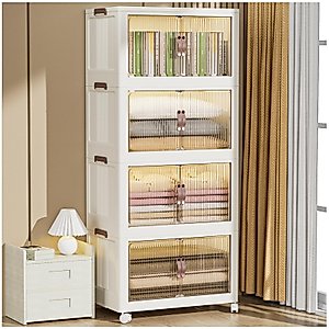 102 Qt Large Storage Bin with Lid 【Double-Opening Doors】Plastic Storage Organizer for Living Room Bedroom & Toy Room, Foldable Stackable Toy Storage Box, Containers for House Organizing, 1 Pack