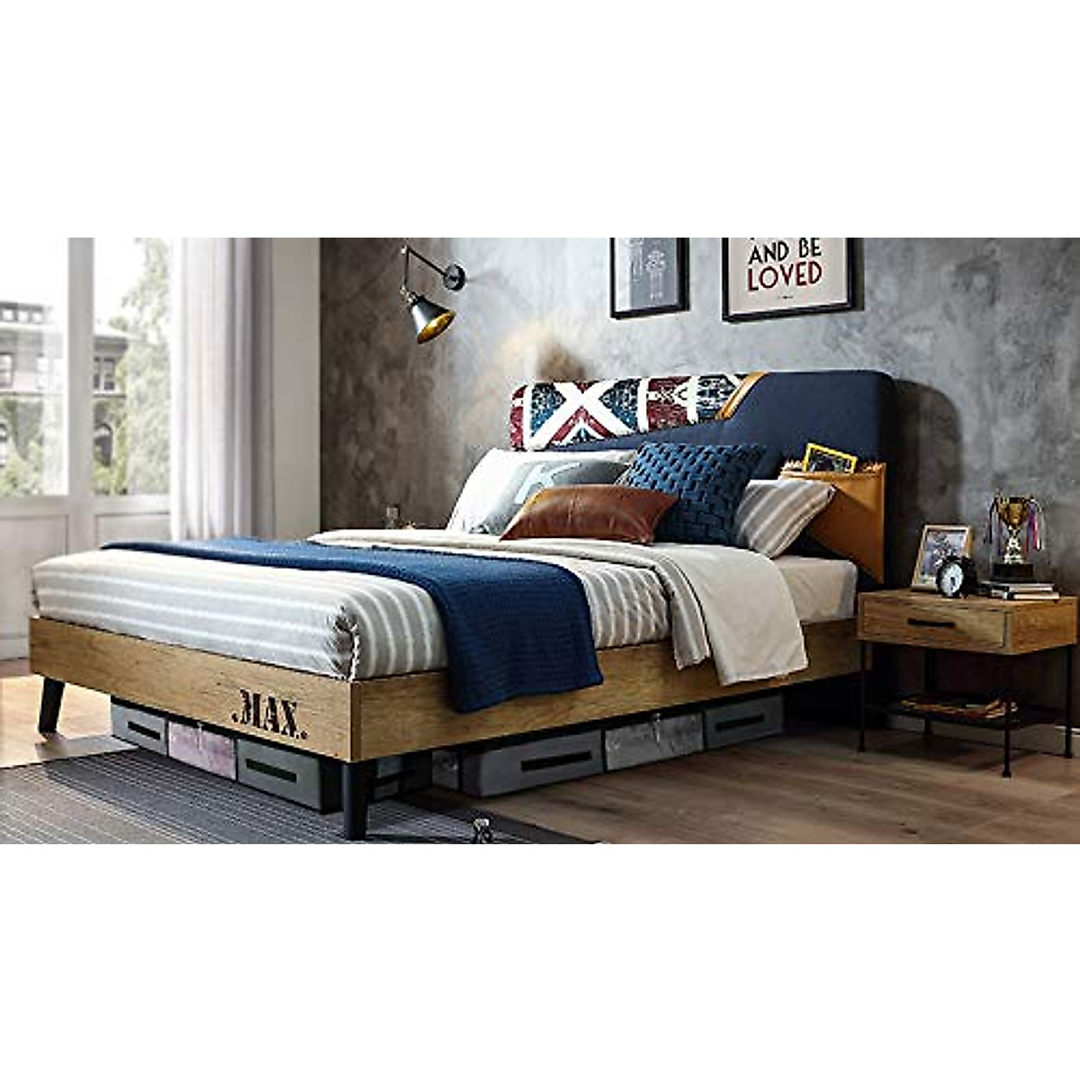 AMJ Foldable Underbed Bags - Pack of 2, Transparent Zip Lid Under Bed Storage Bags for Bedroom Wardrobe, Washable, Dark Gray