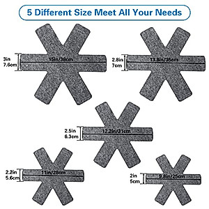 Imncya Set of 20 Pot and Pan Protectors, 5 Different Size Grey Felt Pot and Pan Separators Pad, Anti-Slip Pan Dividers Pads for Stacking and Protecting Cookware Avoid Scratching