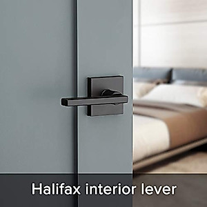 Kwikset 98150-011 San Clemente Front Door Handle with Interior Halifax Lever Featuring Microban Antimicrobial Product Protection, Matte Black