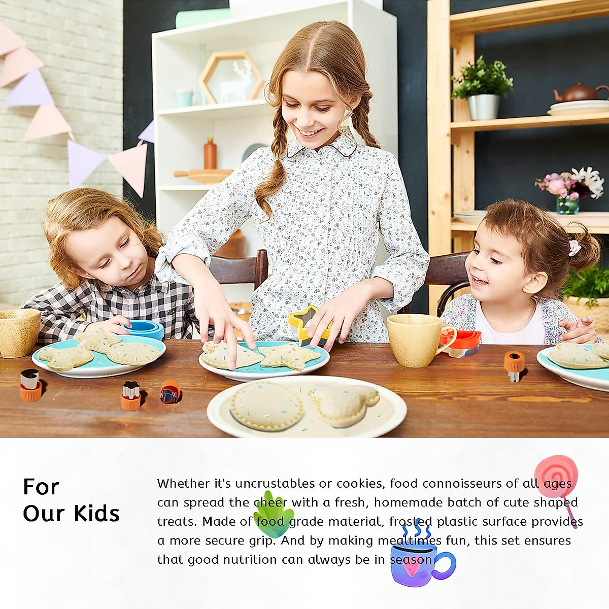 8PCS Sandwich Cutter and Sealer Set, Bread Sandwich Decruster, Uncrustables Maker, Pancake Maker DIY Cookie Cutters for Kids, Great for Lunchbox and Bento Box, Round Heart Star Mickey Press Mold