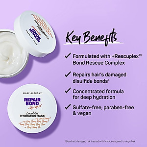 Marc Anthony Repairing Hair Mask, Repair Bond +Rescuplex - Repairs, Strengthens & Maintains Bonds within Hair - Eliminates Frizz, Flyaways & Reduce Breakage - Dry & Damaged Hair Professional Treatment