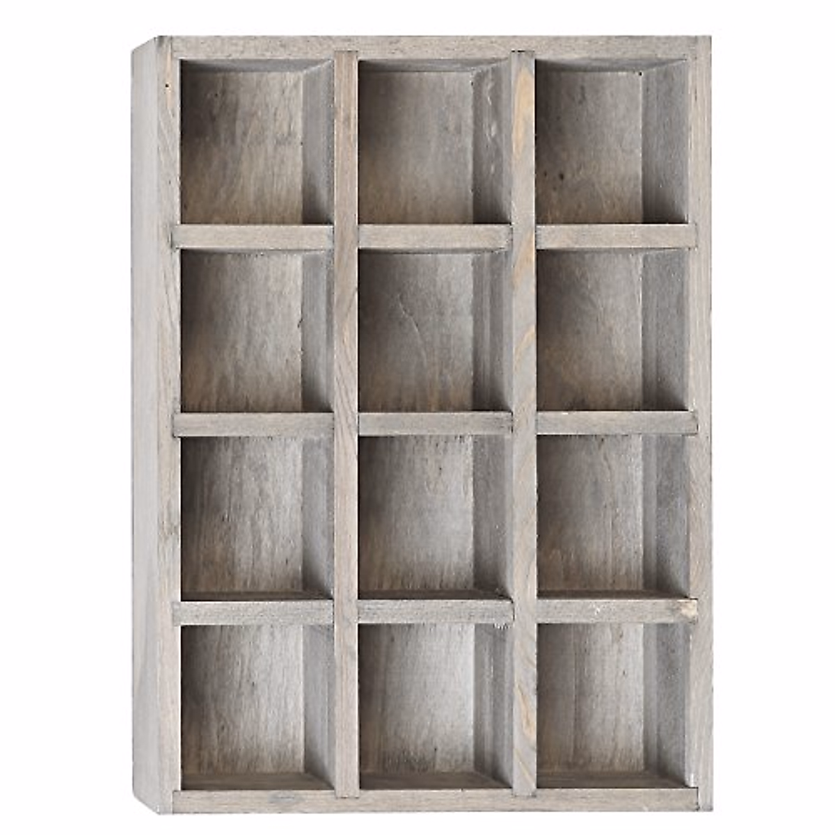 MyGift Dark Gray Wood Hanging Shadow Box, Shot Glasses Display Case Collective Shelf, Freestanding or Wall Mounted Shelving Unit with 12 Compartments