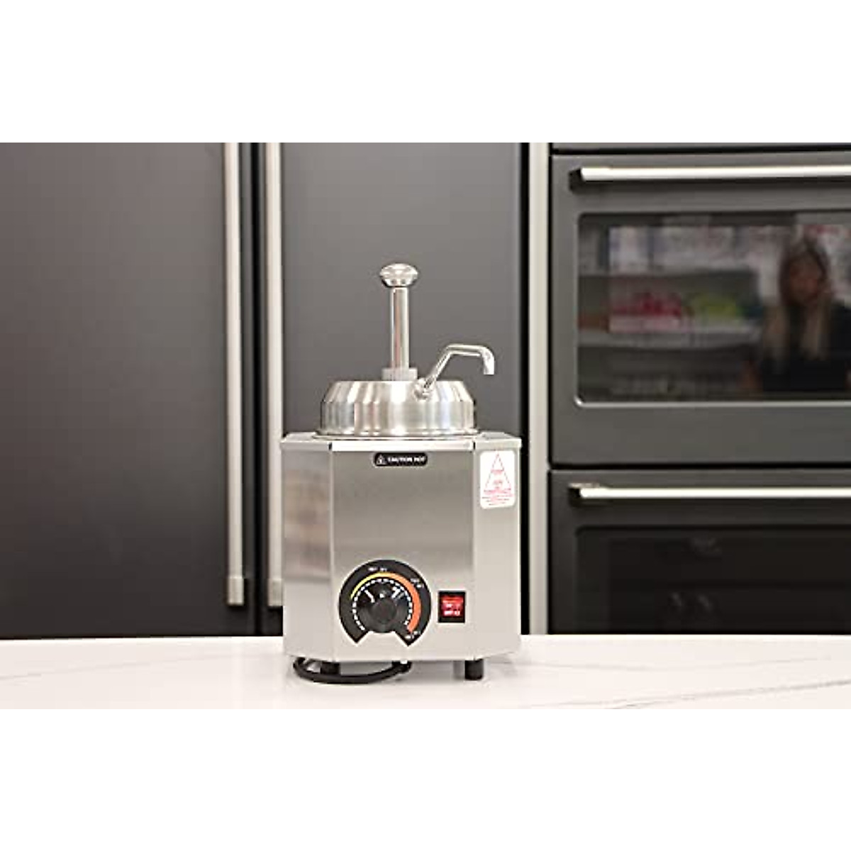 Paragon Pro-Deluxe 2028B Pump Warmer for Professional Concessionaires Requiring Commercial Quality & Construction 500W Accommodates #10 Can, Stainless Steel|Stainless