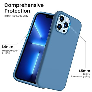 ORNARTO Shockproof Liquid Silicone Designed for iPhone 13 Pro Max Case 6.7", Gel Rubber Comprehensive Protection Anti-Shock Cover Case Drop Protection 6.7inch-Blue
