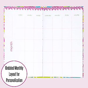 Lilly Pulitzer On The Go Agenda Set, Undated Monthly Pocket Planner with Black Ink Pen, 12 Month Annual Organizer with Notes Pages, Monthly Calendars, and Yearly Overviews, Golden Hour
