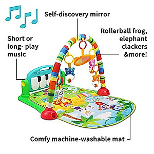 WYSWYG Baby Gym Jungle Musical Play Mats for Floor, Kick and Play Piano Gym Activity Center with Music, Lights, and Sounds Toys for Infants and Toddlers Aged 0 to 6 to 12 Months (Green)