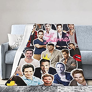 Blanket Chris Pine Soft and Comfortable Warm Fleece Blanket for Sofa, Office Bed car Camp Couch Cozy Plush Throw Blankets Beach Blankets
