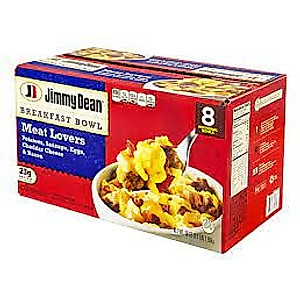 Gourmet Kitchn Jimmy Dean Meat Lovers Breakfast Bowls - 3 Boxes (8 Bowls Each, 24 Bowls Total) - Potatoes, Sausage, Eggs, Cheddar Cheese and Bacon - Frozen Meal
