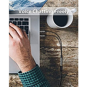 KINGTOP Headset Splitter Cable 3.5mm Female to 2 Male for PC Computer and Old Version Laptop