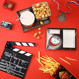 36 Pcs Movie Night Snack Trays Movie Theater Snack Boxes Movie Night Supplies Disposable Paper Snack Holder Kid's Movie Trays for Popcorn Food Candy Drink Party Family, 8 x 6 inch (Cute Pattern)