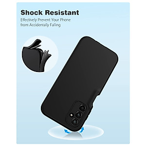 FNTCASE for Samsung Galaxy A14-5G Case: Shockproof Silicone Protective Phone Case with Built-in Screen Protector - Slim Dual Layer Rugged Sturdy Drop Proof TPU Protection Cover (Plain Black)