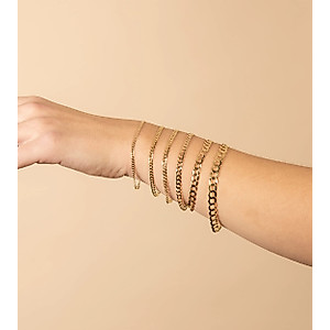 Olive & Chain Solid 10k Gold Curb Link Chain Bracelet for Men/Women, Yellow Gold, Hypoallergenic, Lobster Clasp Closure (6 mm, 8 Inch)