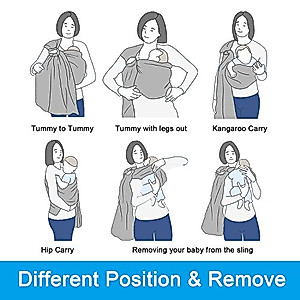 Vlokup Baby Water Ring Sling Carrier | Lightweight Breathable Mesh Baby Wrap for Infant, Newborn, Kids and Toddlers | Perfect for Summer, Swimming, Pool, Beach | Great for Dad Too Grey