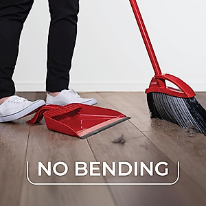 O-Cedar Pet Pro Broom & Step-On Dustpan PowerCorner, Red