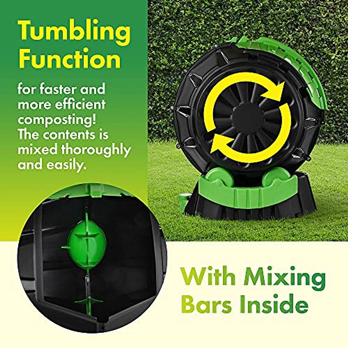 DF Omer 13.2 Gallon / 50L Tumbling Composter | Fast-Working - Small and Light Compost Bin for Outdoor or Indoor Use | All Season Compost Tumbler | Quick Curing Compost All Year Round