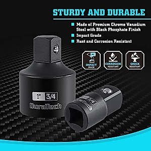 DURATECH 8-Piece Impact Socket Adapter and Reducer Set, 1/4", 3/8", 1/2" and 3/4" Drive Socket Adapter with Storage Case, Square Drive, Premium CR-V Steel Made