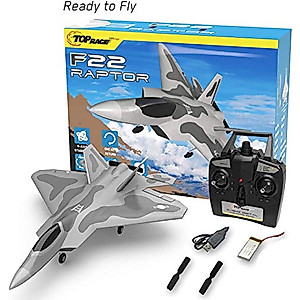 Top Race Remote Control Jet – Advanced F-22 Raptor Model RC Fighter Jet with Range Over 300 ft. – Battery Powered 4 Channel RC Plane with 6 Axis Gyro for Acrobatics