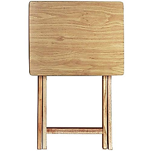 Plastic Development Group Heavy Duty Versatile Compact Folding Portable Table 5 Piece Wood Television TV Tray Set, Natural