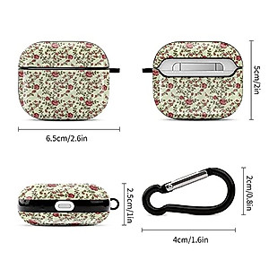 Red Rose Seamless Printed Bluetooth Earbuds Case Cover Compatible for Airpods 3 Protective Storage Box with Keychain
