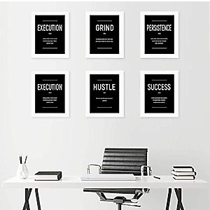Inspirational Wall Art, Office Wall Decor, Motivational Wall Art, Positive Quotes & Sayings Posters, Wall Art for Living room and Bedroom, Office Decor (Set of 6, 8X10in, Unframed)