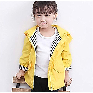 CM C&M WODRO Toddler Baby Boy Girl Duck Rain Jacket Cute Cartoon Yellow Raincoat Hoodie Kids Coat Fall Winter School Outfit (Yellow, 90 (2T))
