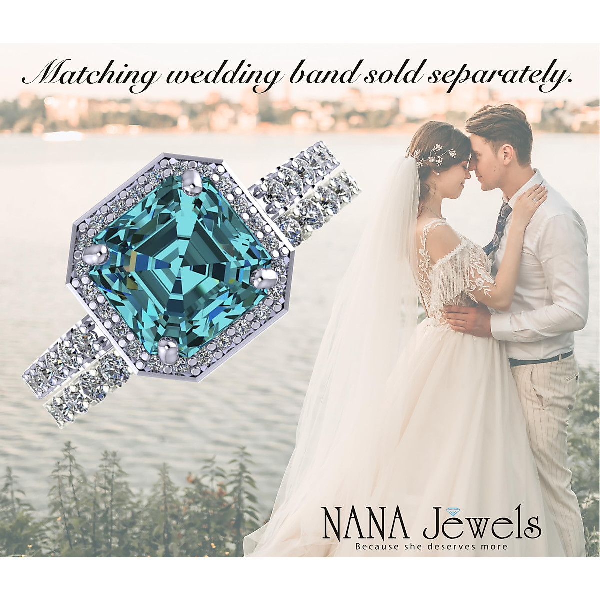 NANA Jewels 2ct Pure Brilliance Zirconia Halo Engagement Ring-Asscher Cut-March-7.5
