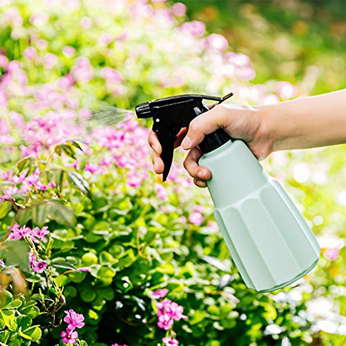 Adjustable Empty Spray Bottle Plastic Water Pot Handheld Pressing Garden Watering Can For Indoor Outdoor House Plants, Pet, Spray (Mint Green_500ml, One Size)