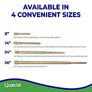 Underhill Deep Drip Irrigation Stakes 24-1/2-Inch, Case of 4 Watering Spikes for Trees with Medium Depth Roots, Drip System Parts Tubes, A-DD24