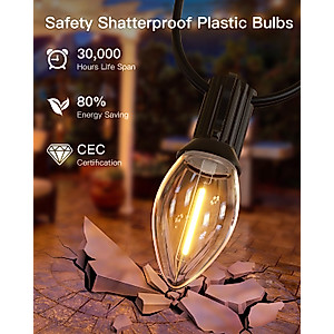 GLUROO LED Night Light Bulbs, C7 E12 Candelabra LED Light Bulbs, Clear Vintage Replacement Bulbs for Outdoor String Lights, 4W 5W 6W 7W Incandescent Bulb Equivalent, Warm White 2200K, 10 Pack