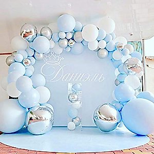 141 Pcs Blue Silver Balloon Garland Kit Macaron Metal Balloon Arch,Wedding Bridal Shower Birthday Party Baby Shower Decoration By Patimate