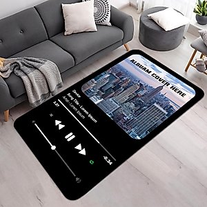 WOBAGMEN Custom Rug Music Decor Area Rug for Bedroom Living Room with Your Favorite Album or Song, Non-Slip Floor Mat Carpet Home Decor Rugs, Gift for Music Lovers